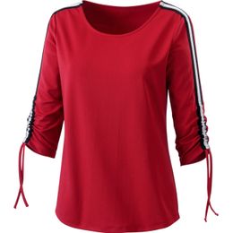 CR&Eacute;ATION L Damen 3/4-Arm-Shirt mit Kontraststreifen rot Gr&ouml;&szlig;e 36