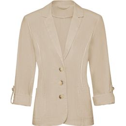 CR&Eacute;ATION L Damen Blazer mit Kn&ouml;pfen in Horn-Optik sand Gr&ouml;&szlig;e 38