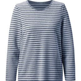 CR&Eacute;ATION L Damen Langarmshirt mit Ringel-Dessin, garngef&auml;rbt jeansblau-gestreift Gr&ouml;&szlig;e 38