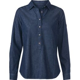 CR&Eacute;ATION L Damen Jeansbluse mit Kellerfalte hinten blue-stone-washed Gr&ouml;&szlig;e 36