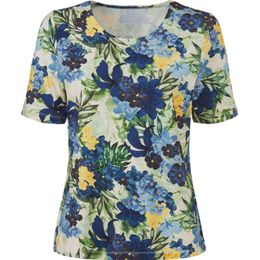 CR&Eacute;ATION L Damen Kurzarmshirt in Stretch-Qualit&auml;t royalblau-smaragd-bedruckt Gr&ouml;&szlig;e 40