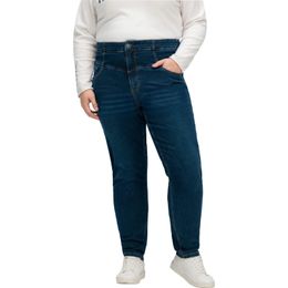 sheego Damen High-waist-Jeans in schmaler Form dark blue denim Gr&ouml;&szlig;e 52
