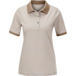 CREATION L PREMIUM Damen Poloshirt mit Druckkn&ouml;pfen beige-wei&szlig;-geringelt Gr&ouml;&szlig;e 40