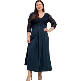 sheego Damen Abendkleid mit Oberteil aus Spitze nachtblau Gr&ouml;&szlig;e 40