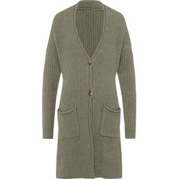 Heine Damen Strickjacke mit aufgesetzten Taschen khaki-meliert Gr&ouml;&szlig;e 42