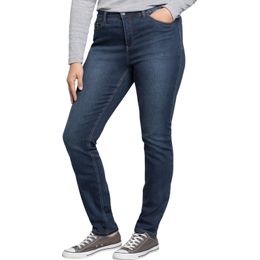 sheego Damen Skinny Jeans in 5-Pocket-Form dark blue denim Gr&ouml;&szlig;e 40