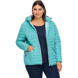 sheego Damen Steppjacke mit gestreiftem Innenfutter aqua Gr&ouml;&szlig;e 40