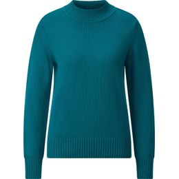 CR&Eacute;ATION L Damen Stehkragenpullover mit Baumwolle petrol Gr&ouml;&szlig;e 38