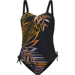 feel good Damen Badeanzug mit Vollkorsage schwarz-mandarine Gr&ouml;&szlig;e 40C