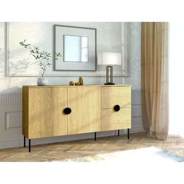 Home Affaire Kommode &raquo;BELLOT Sideboard mit 2 Schubladen und 2 T&uuml;ren, B/T/H: 213/40/87,6 cm&laquo; Schubkastenkommode mit Metallgriffen und viel Stauraum 