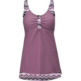 feel good Damen Tankini-Oberteil in A-Linie violett-schwarz-bedruckt Gr&ouml;&szlig;e 40C