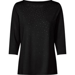 CR&Eacute;ATION L Damen 3/4-Arm-Shirt mit Glitzersteinchen schwarz Gr&ouml;&szlig;e 36