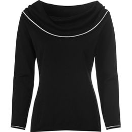Heine Damen Carmenpullover mit Kontraststreifen schwarz Gr&ouml;&szlig;e 48