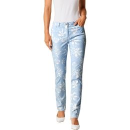 CREATION L PREMIUM Damen Druckhose mit 55% Lyocell hellblau-ecru-bedruckt Gr&ouml;&szlig;e 20