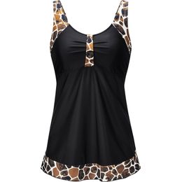 feel good Damen Tankini-Oberteil mit Bord&uuml;re schwarz-schoko Gr&ouml;&szlig;e 38B