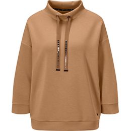CREATION L PREMIUM Damen Sweatshirt mit Bindeb&auml;ndern camel Gr&ouml;&szlig;e 36