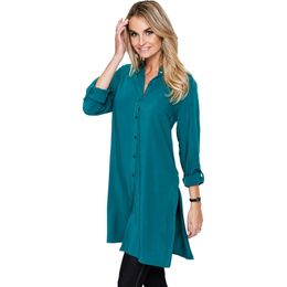 CR&Eacute;ATION L Damen Longbluse mit langen Seitenschlitzen aquapetrol Gr&ouml;&szlig;e 40