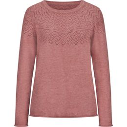 CR&Eacute;ATION L Damen Ajourpullover mit Raglan-&Auml;rmeln rosenholz-meliert Gr&ouml;&szlig;e 40