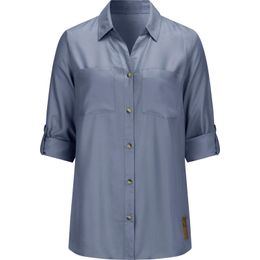 CR&Eacute;ATION L Damen Longbluse aus reiner Viskose taubenblau Gr&ouml;&szlig;e 38