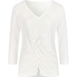 CR&Eacute;ATION L Damen 3/4-Arm-Shirt mit Raffungen ecru Gr&ouml;&szlig;e 38