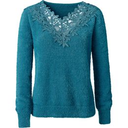 CR&Eacute;ATION L Damen Langarm-Pullover in Flauschgarn aquapetrol Gr&ouml;&szlig;e 36