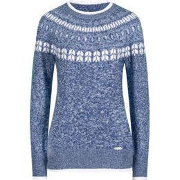 CR&Eacute;ATION L Damen Norwegerpullover mit breiten Rippb&uuml;ndchen jeansblau-bleu-meliert Gr&ouml;&szlig;e 40