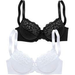 Petite Fleur Damen B&uuml;gel-BH schwarz+wei&szlig; Gr&ouml;&szlig;e 95C