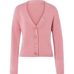 Heine Damen Strickjacke mit Kn&ouml;pfen in Holz-Optik ros&eacute; Gr&ouml;&szlig;e 46