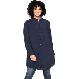 sheego Damen Longbluse mit Raffungen marine Gr&ouml;&szlig;e 54