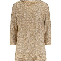 CR&Eacute;ATION L Damen 3/4 Arm-Pullover mit Fledermaus-&Auml;rmeln camel-champagner-meliert Gr&ouml;&szlig;e 36