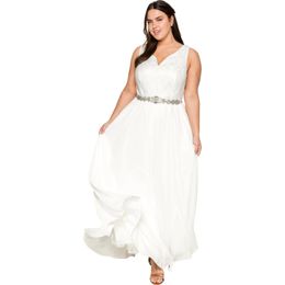 sheego Damen Hochzeitskleid mit Spitze und Pailletten offwhite Gr&ouml;&szlig;e 58