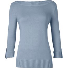 CR&Eacute;ATION L Damen 3/4 Arm-Pullover mit Zierriegel am &Auml;rmel eisblau Gr&ouml;&szlig;e 40