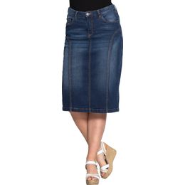sheego Damen Jeansrock mit Teilungsn&auml;hten dark blue denim Gr&ouml;&szlig;e 50