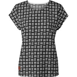 CR&Eacute;ATION L Damen Print-Shirt aus reiner Baumwolle schwarz-ecru-bedruckt Gr&ouml;&szlig;e 40