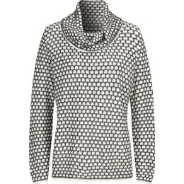 CR&Eacute;ATION L Damen Rollkragenpullover mit 2-farbigem Strickmuster schwarz-ecru-gemustert Gr&ouml;&szlig;e 38