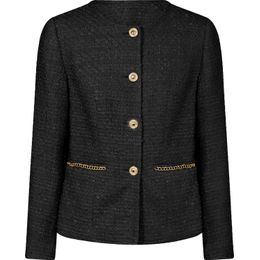 CR&Eacute;ATION L Damen Boucl&eacute;-Blazer mit goldfarbenen Details schwarz Gr&ouml;&szlig;e 38