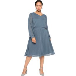 sheego Damen Chiffonkleid mit 3D-Effekt stahlblau Gr&ouml;&szlig;e 58