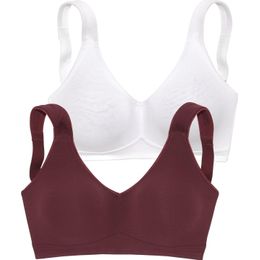 Petite Fleur Damen Soft-BH bordeaux+wei&szlig; Gr&ouml;&szlig;e 75B