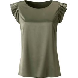 CR&Eacute;ATION L Damen Blusentop mit Fl&uuml;gel&auml;rmel khaki Gr&ouml;&szlig;e 36
