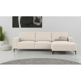 Home Affaire Ecksofa &raquo;Tournon, L-Form, Breite 262 cm, Webstoff, Chenille&laquo; Designsofa im nordischen Stil, Wellenunterfederung, Metallf&uuml;&szlig;e braun 100% 