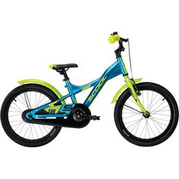 S'COOL S&rsquo;COOL Kinderfahrrad &raquo;S'COOL XXlite 18-1S - Blue/Lime&laquo; 1 Gang ohne Schaltung St&uuml;tzr&auml;der montierbar Kinderfahrrad