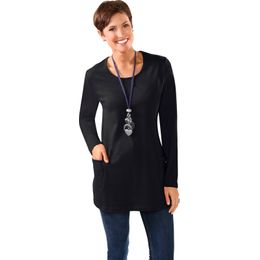 CR&Eacute;ATION L Damen Longshirt mit aufgesetzten Taschen schwarz Gr&ouml;&szlig;e 40