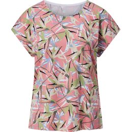 Damen Print-Shirt im Baumwoll-Modal-Mix flamingo-bleu-bedruckt, Gr&ouml;&szlig;e 36