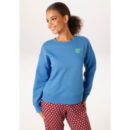 Aniston Casual Damen Aniston CASUAL Sweatshirt, mit fruchtiger Applikation - NEUE KOLLEKTION blau 42