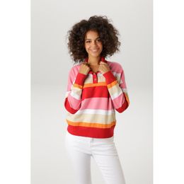 Aniston Casual Damen Aniston CASUAL Strickpullover mit Polokragen und kurzer Knopfleiste - NEUE KOLLEKTION 38