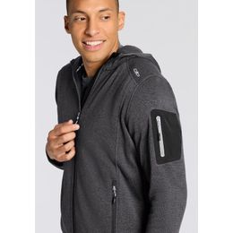 CMP Damen CMP Strickfleecejacke &raquo;MAN JACKET FIX HOOD&laquo; 1 Stk. tlg. mit Kapuze atmungsaktiv, w&auml;rmend, mit Rei&szlig;verschlusstaschen und &Auml;rmeltasche grau 48