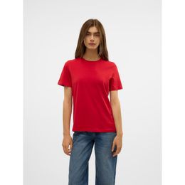 V&eacute;ro Moda Vero Moda Damen Kurzarmshirt &raquo;VMPAULINA SS T-SHIRT GA JRS NOOS&laquo; Baumwolle, regular fit rot L
