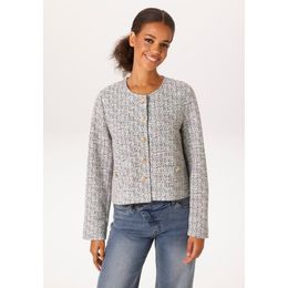 Aniston Casual Damen Aniston CASUAL Kurzblazer aus melierter Boucl&eacute;-Jacquard-Qualit&auml;t - NEUE KOLLEKTION blau 38