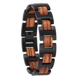 Holzkern Herrenarmband Edelstahl mit Holz Acoustic Zebrano/Schwarz | Gr.: onesize
