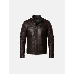 KOROSHI Biker-leder-effektjacke in Marron oscuro / dunkelbraun | Gr.: L